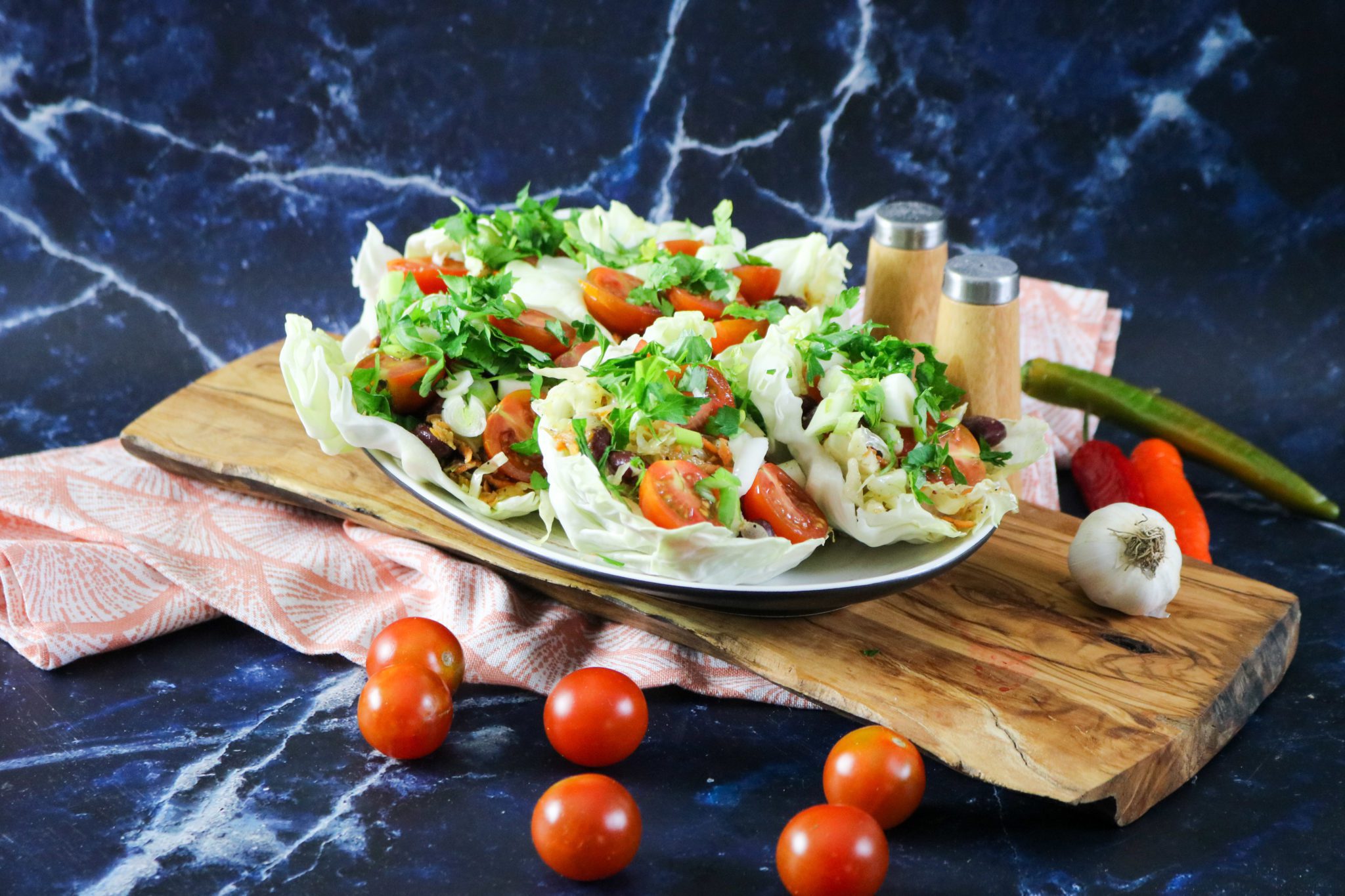 Meatless Tacos in Cabbage Shells